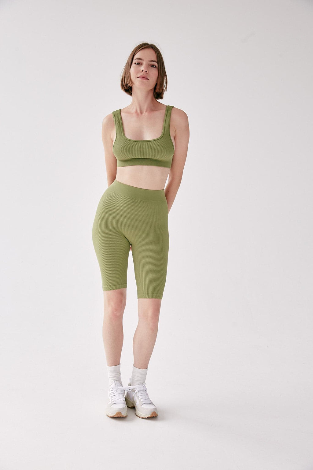 Rib Cycle Shorts - Olive – WHITESMOKE